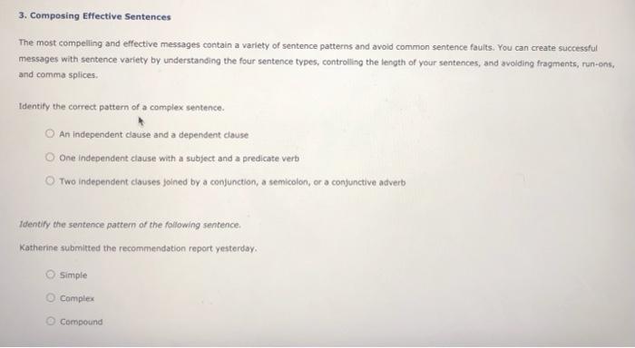 Solved 3. Composing Effective Sentences The most compelling | Chegg.com