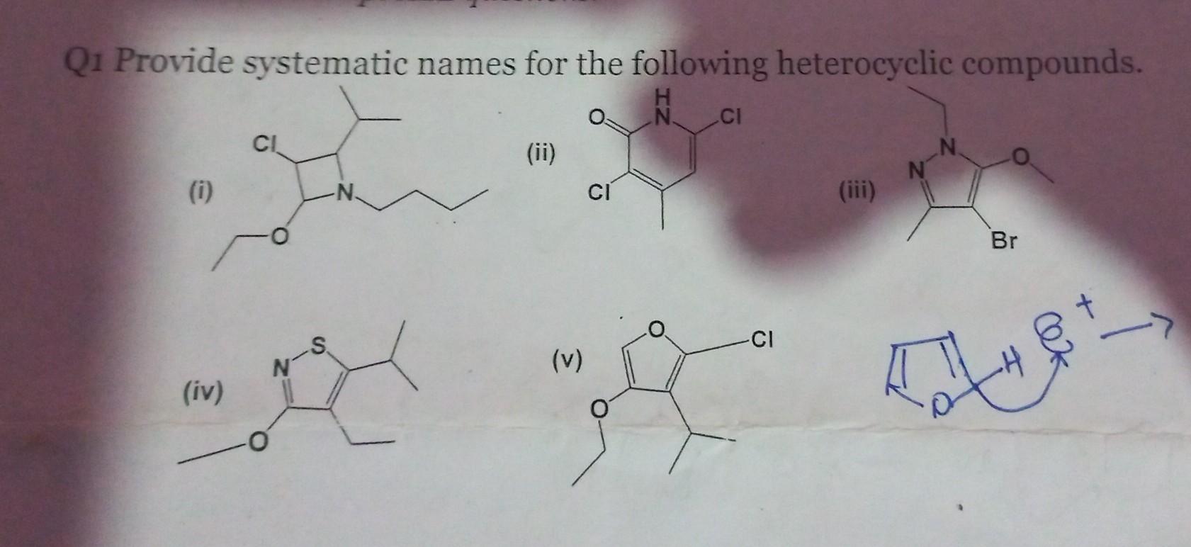 Solved Q1 Provide systematic names for the following | Chegg.com
