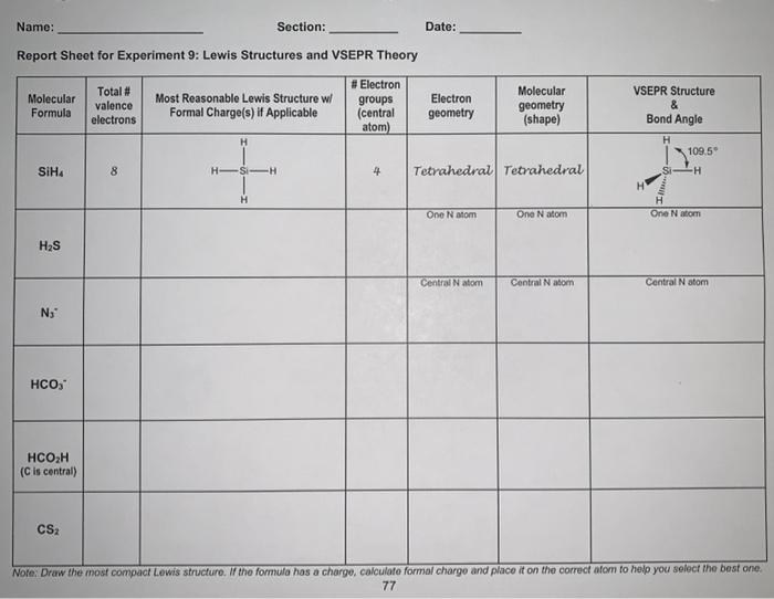 Solved Name: Section: Date: Report Sheet for Experiment 9: | Chegg.com