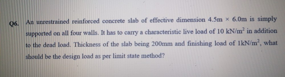 Solved Q6. An unrestrained reinforced concrete slab of | Chegg.com