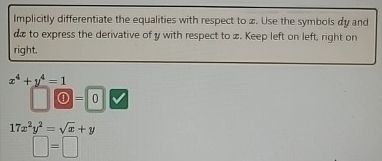 Solved Implicitly differentiate the equalities with respect | Chegg.com