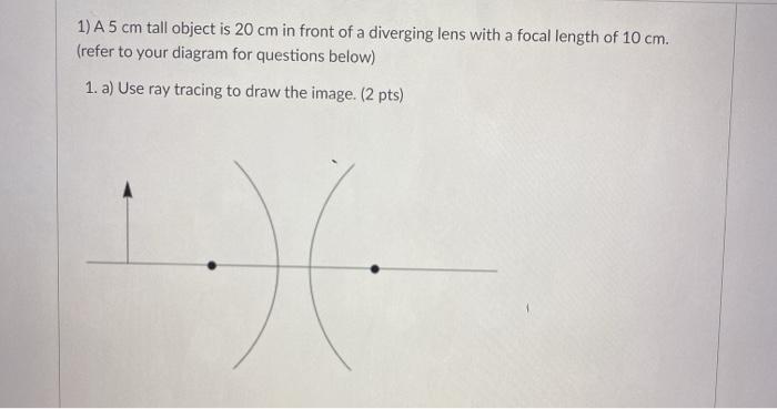 Solved 1) A 5 cm tall object is 20 cm in front of a | Chegg.com
