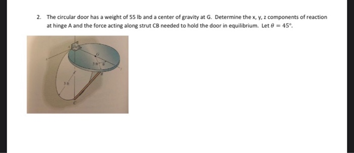Solved 2. The circular door has a weight of 55 lb and a | Chegg.com