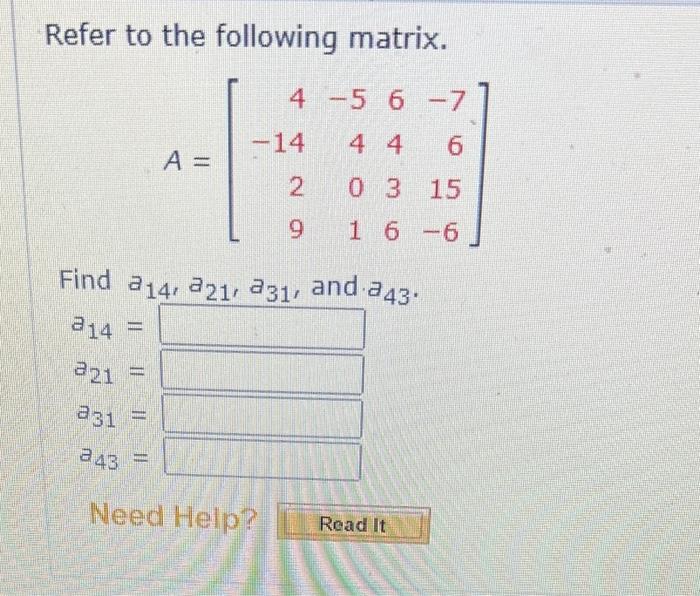 Solved Refer to the following matrix. | Chegg.com