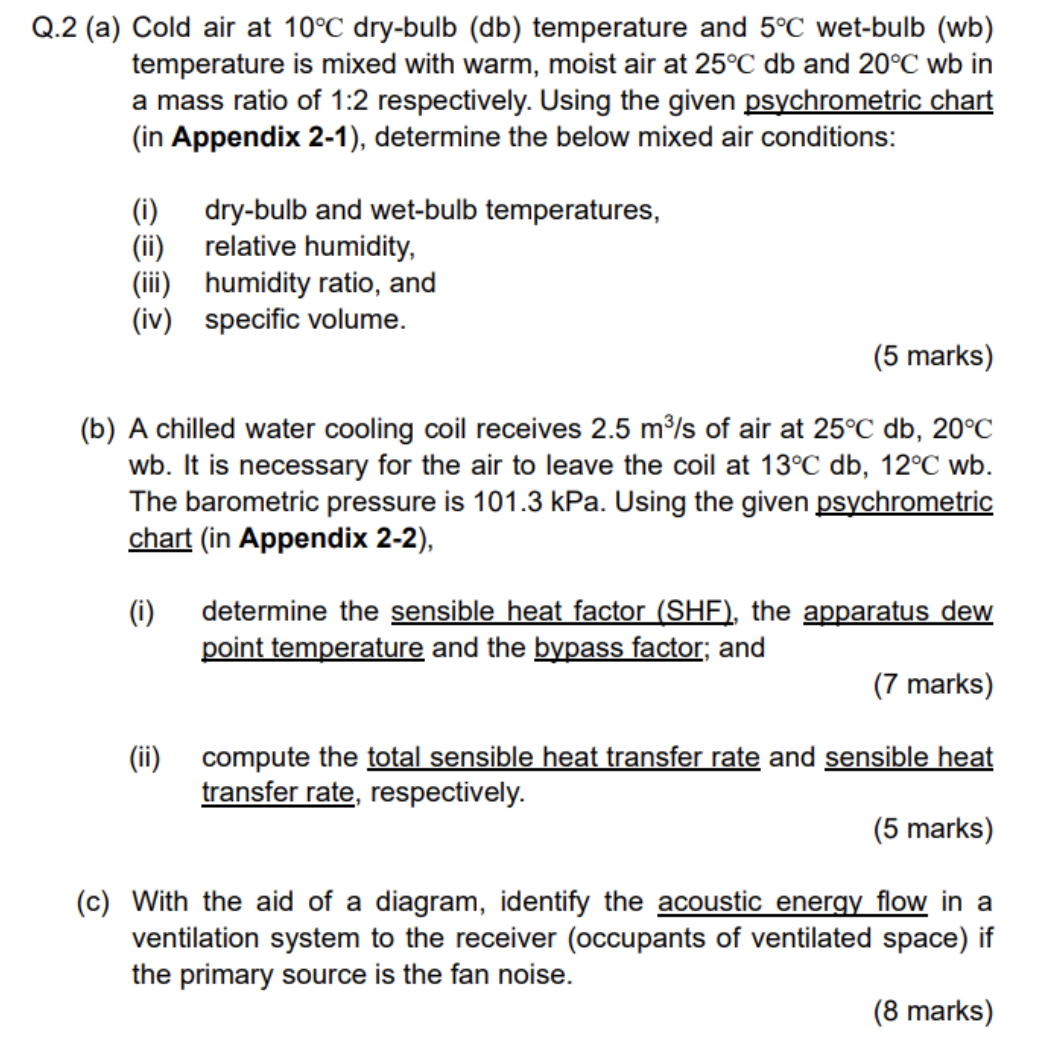 Solved Q. 2 (a) Cold air at 10∘C dry-bulb (db) temperature | Chegg.com