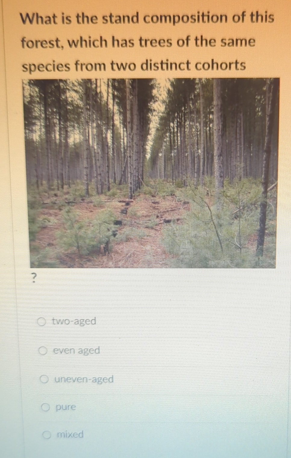 Solved What is the stand composition of this forest, which | Chegg.com