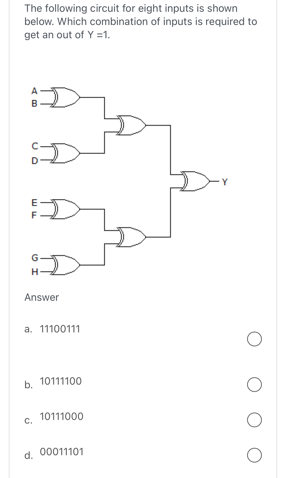 Solved The following circuit for eight inputs is shown | Chegg.com
