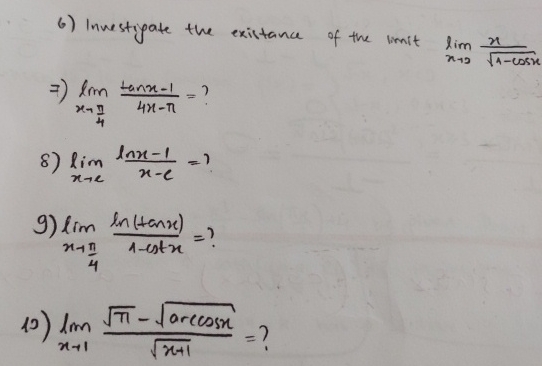 Solved Investigate the existance of the limit | Chegg.com
