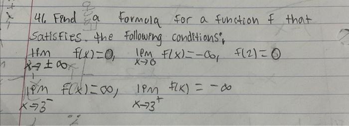 Solved 46. Find a Formula for a function f that satisfies. | Chegg.com