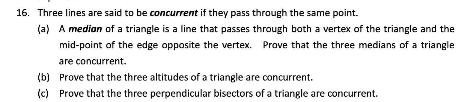 Three lines are said to be concurrent if they pass | Chegg.com