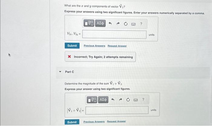Solved Vector V1 is 70 unts long and points along the | Chegg.com