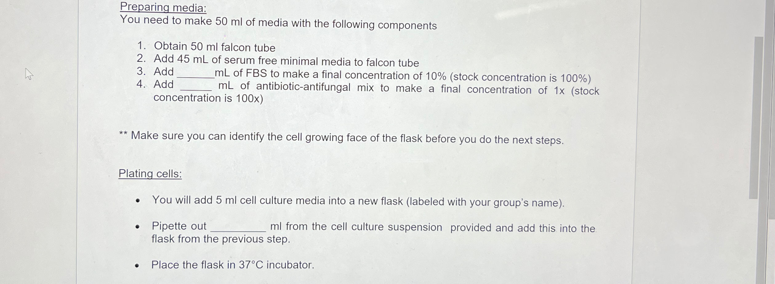 Preparing media:You need to make 50ml ﻿of media with | Chegg.com