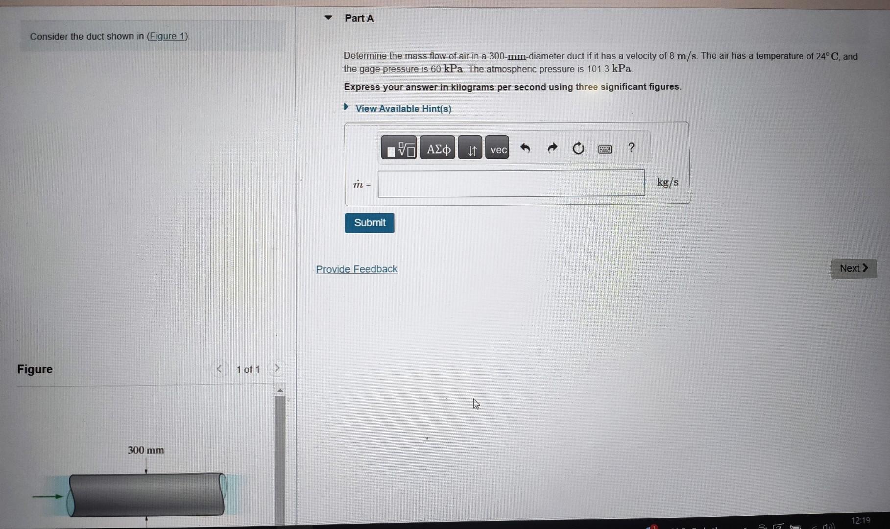 Solved Part AConsider the duct shown in (Figure 1).Determine | Chegg.com