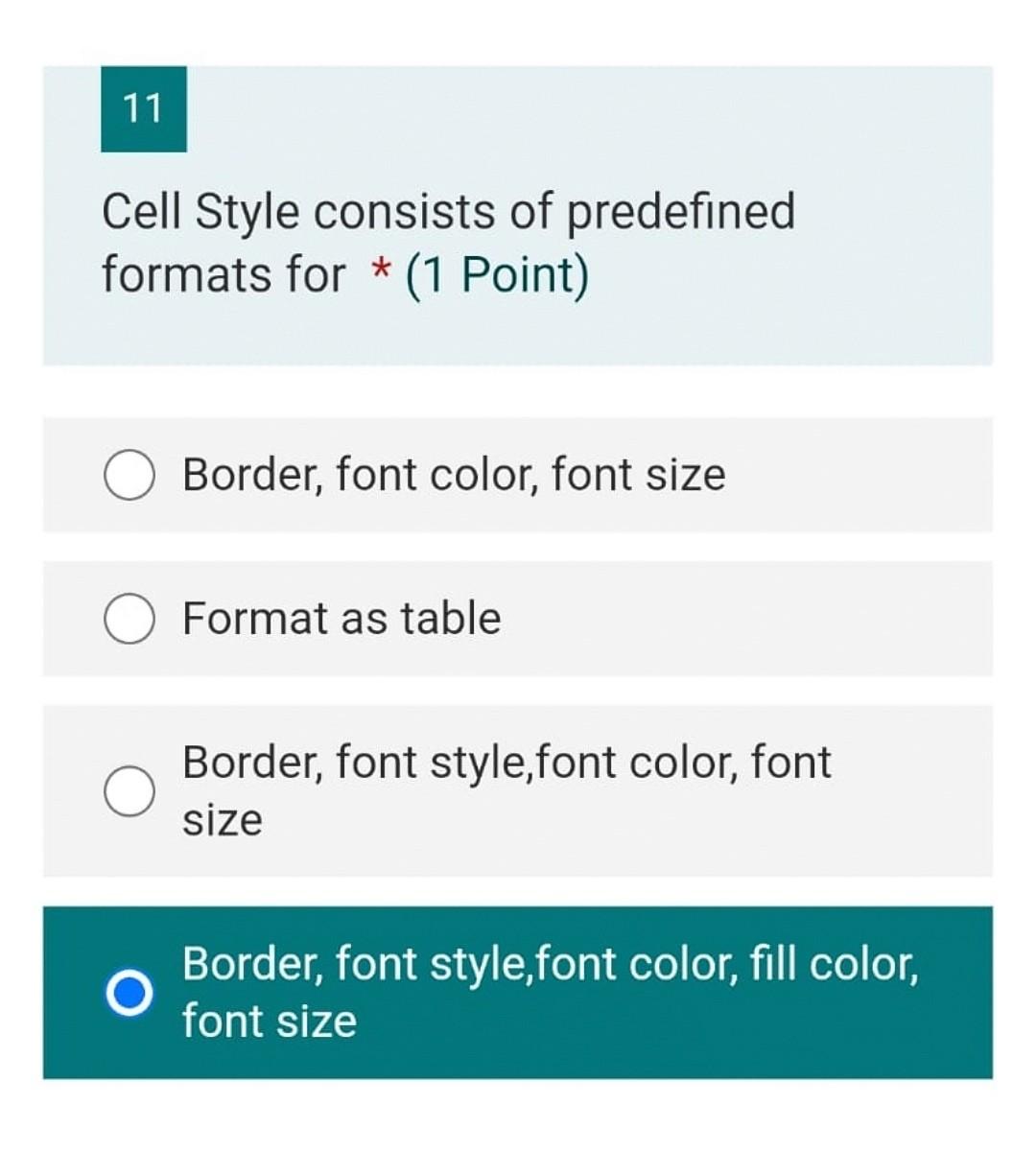 Solved Cell Style consists of predefined formats for * (1 | Chegg.com