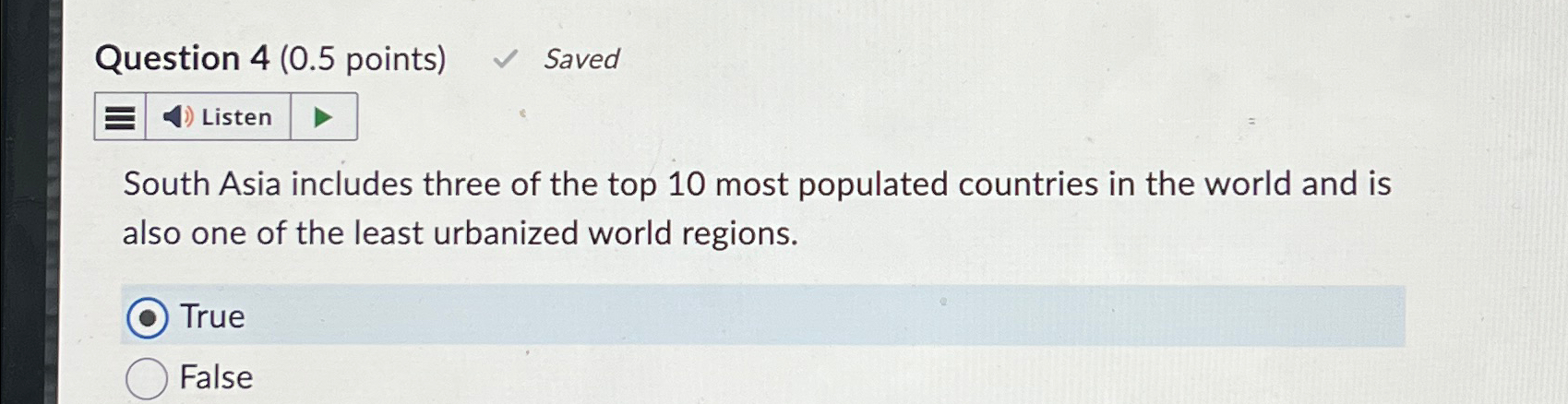 Solved Question 4 ( 0.5 ﻿points) ﻿Saved South Asia includes | Chegg.com