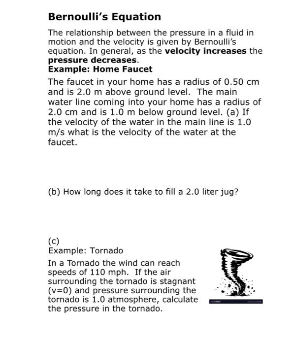 Solved Bernoulli's Equation The relationship between the | Chegg.com