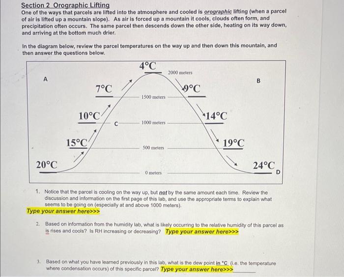 Solved Section 2 Orographic Lifting One of the ways that | Chegg.com