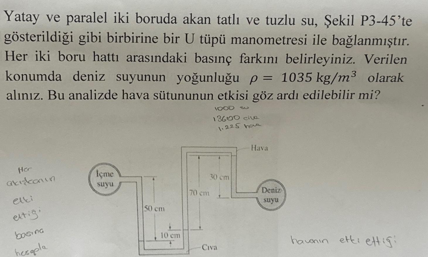 Solved Yatay ve paralel iki boruda akan tatlı ﻿ve tuzlu | Chegg.com
