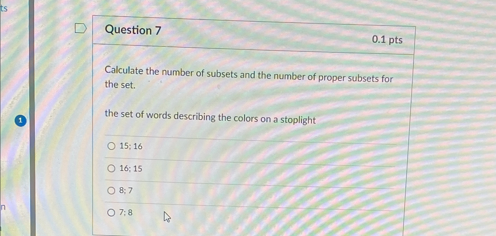 Solved Question 70.1ptsCalculate the number of subsets and | Chegg.com