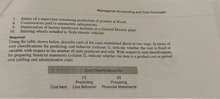 Solved EXERCISE 1-17 Classifying Variable and Flxed Costs | Chegg.com