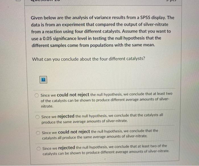 Solved Given below are the analysis of variance results from | Chegg.com