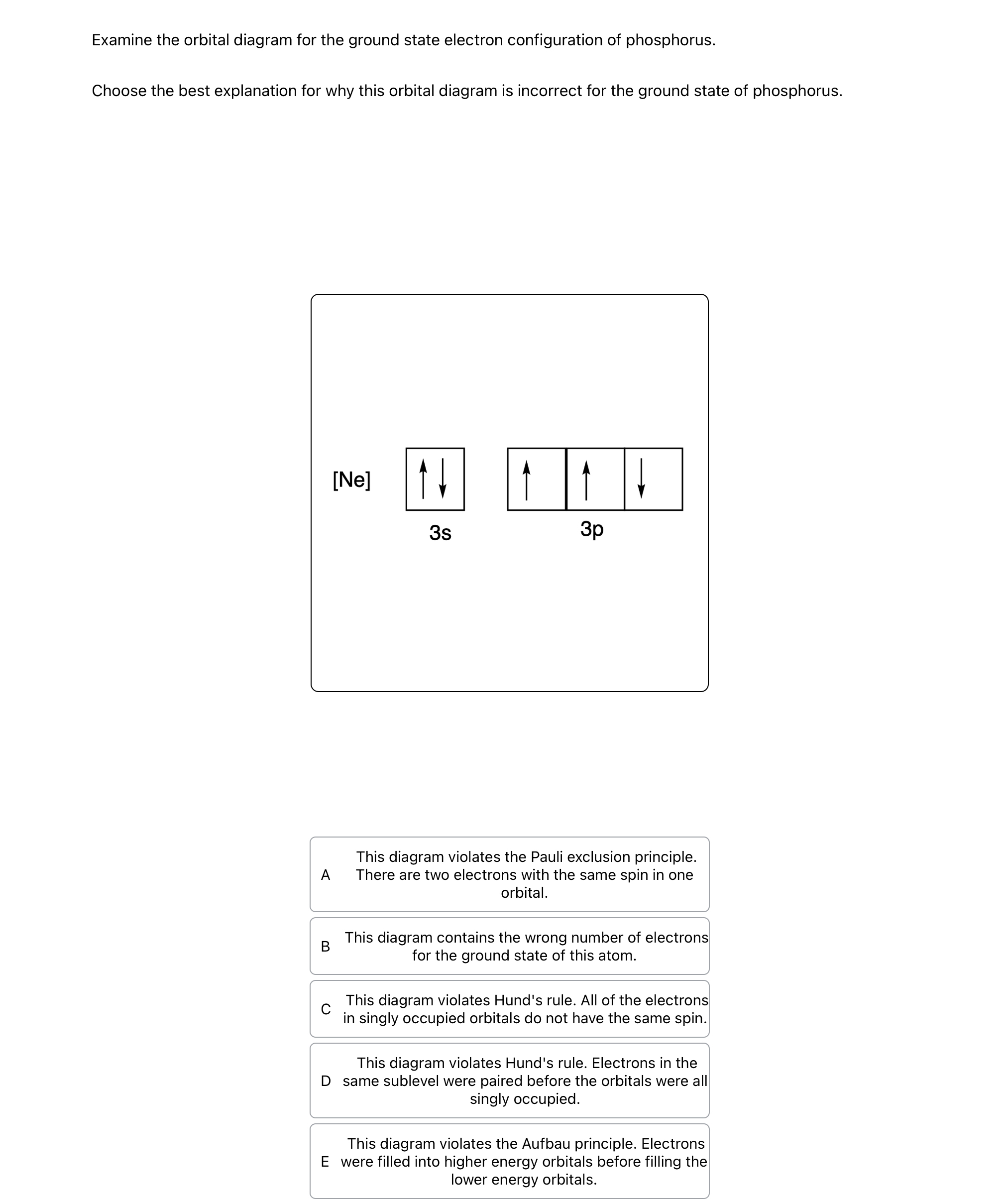 Solved Examine the orbital diagram for the ground state | Chegg.com