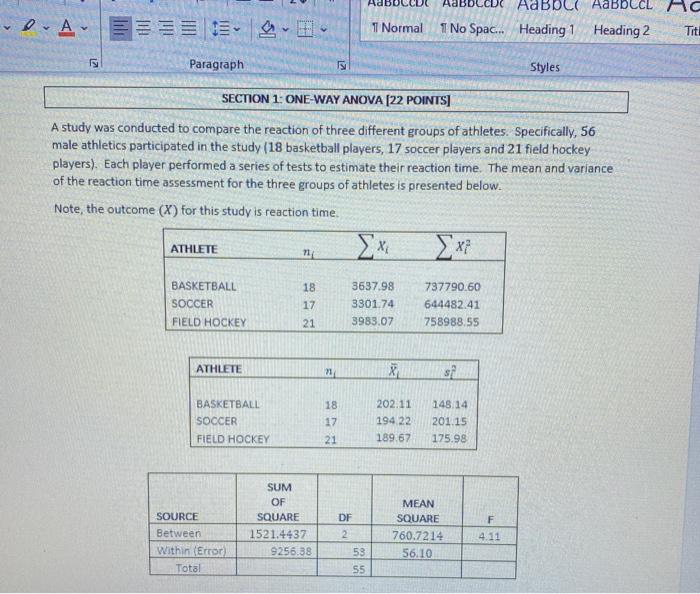 Solved Using the Tukey test, calculate the test statistics | Chegg.com