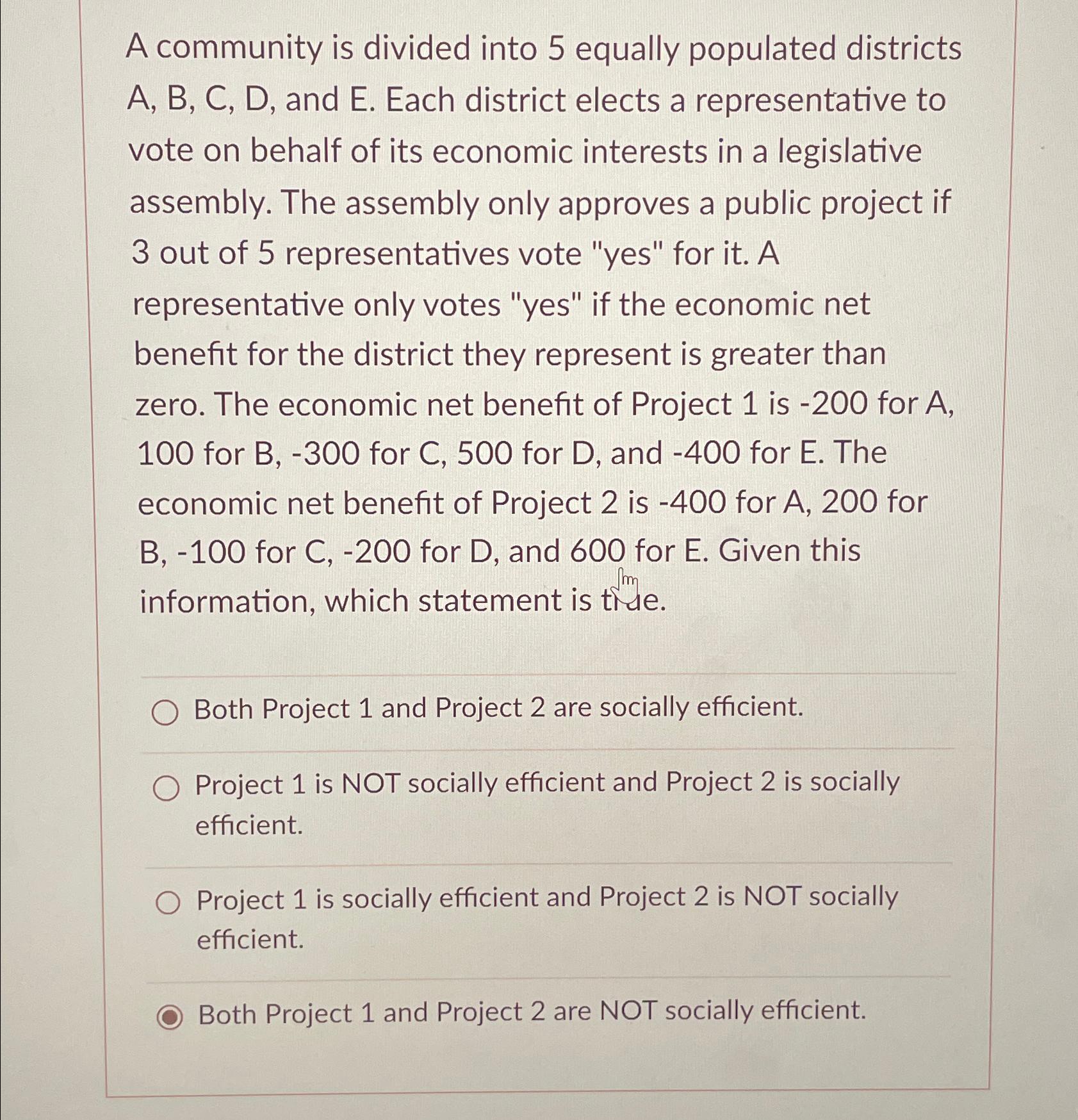 Solved A community is divided into 5 ﻿equally populated | Chegg.com