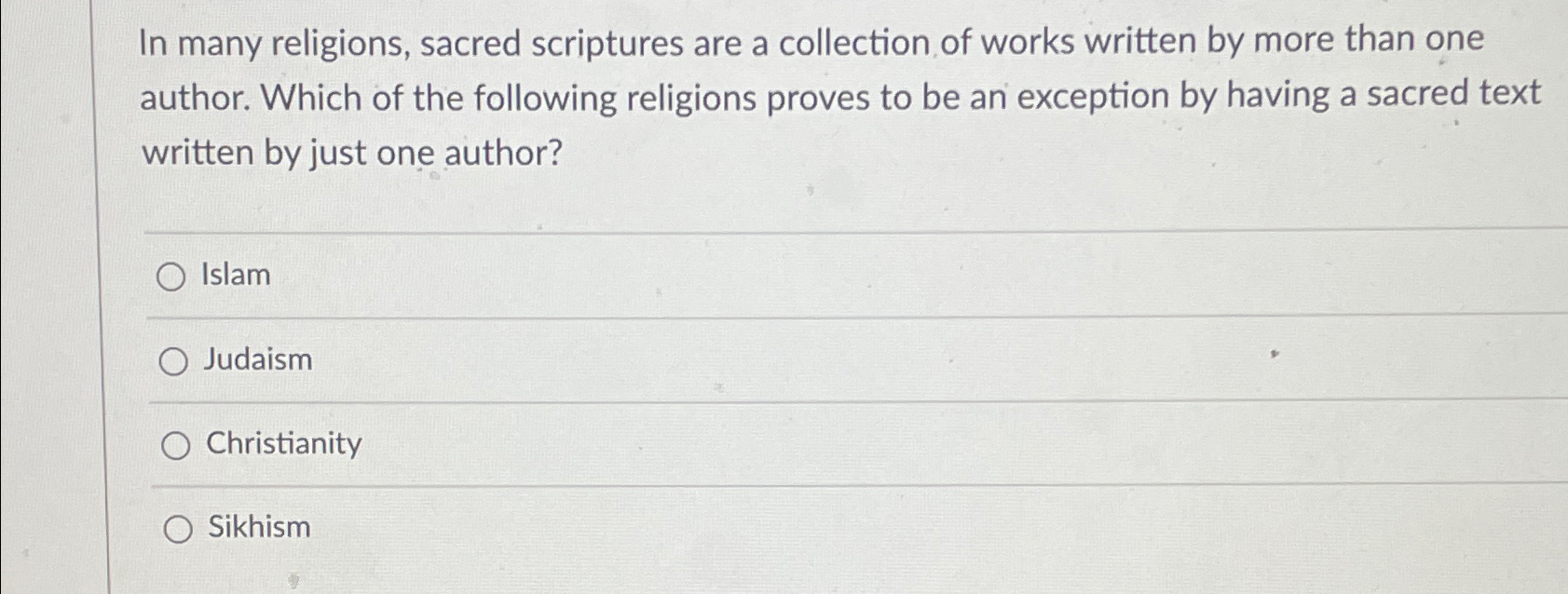 Solved In many religions, sacred scriptures are a collection | Chegg.com