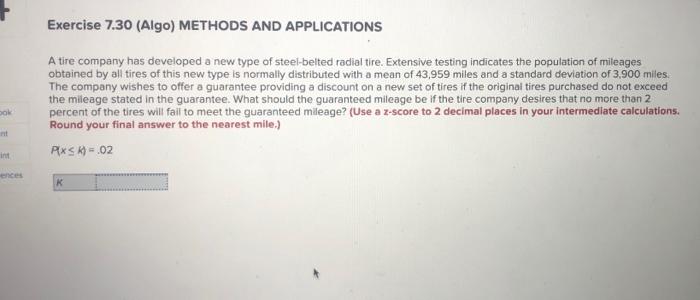 Solved Exercise 7.30 (Algo) METHODS AND APPLICATIONS A tire | Chegg.com