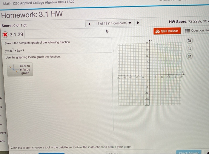 Solved Math 1250 Applied College Algebra XD03 FA20 Homework: | Chegg.com