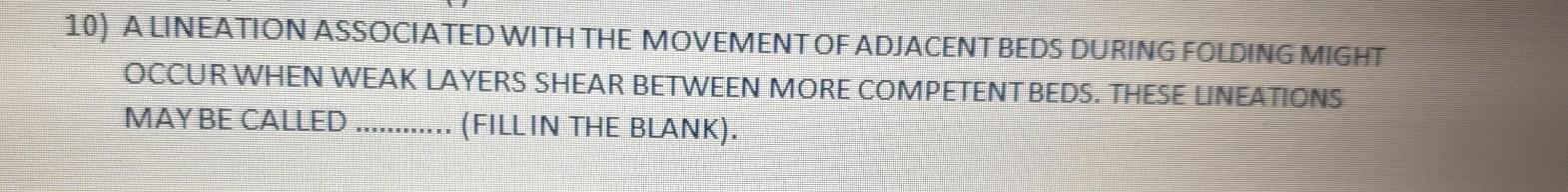 Solved 10) ALINEATION ASSOCIATED WITH THE MOVEMENT OF | Chegg.com