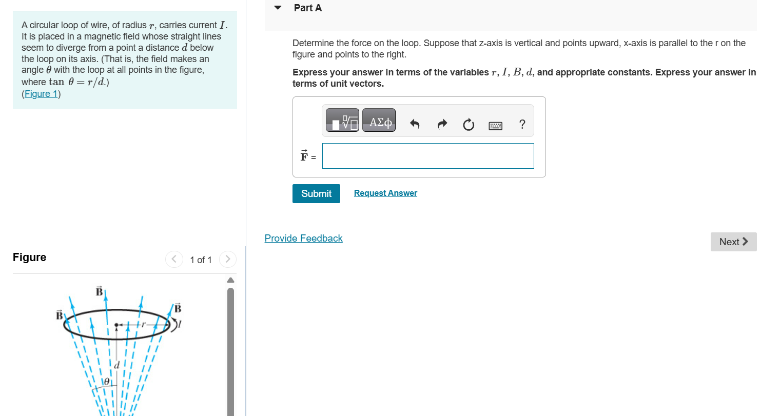 Solved Part A A circular loop of wire, of radius \( ﻿r \), | Chegg.com