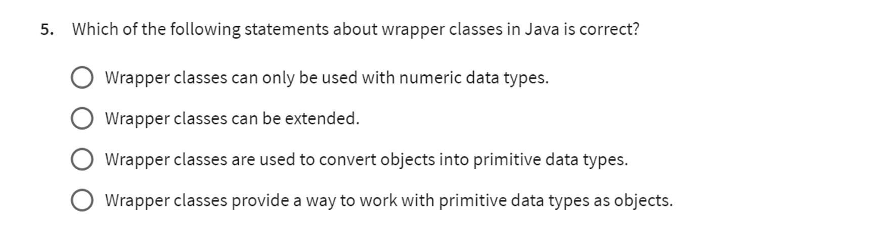 Solved Which of the following statements about wrapper | Chegg.com Solved Which of the following statements about wrapper | Chegg.com
