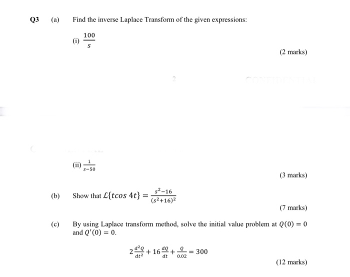Solved Q3 Find the inverse Laplace Transform of the given | Chegg.com