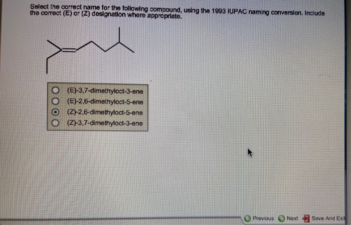Solved Select the correct name for the following compound, | Chegg.com