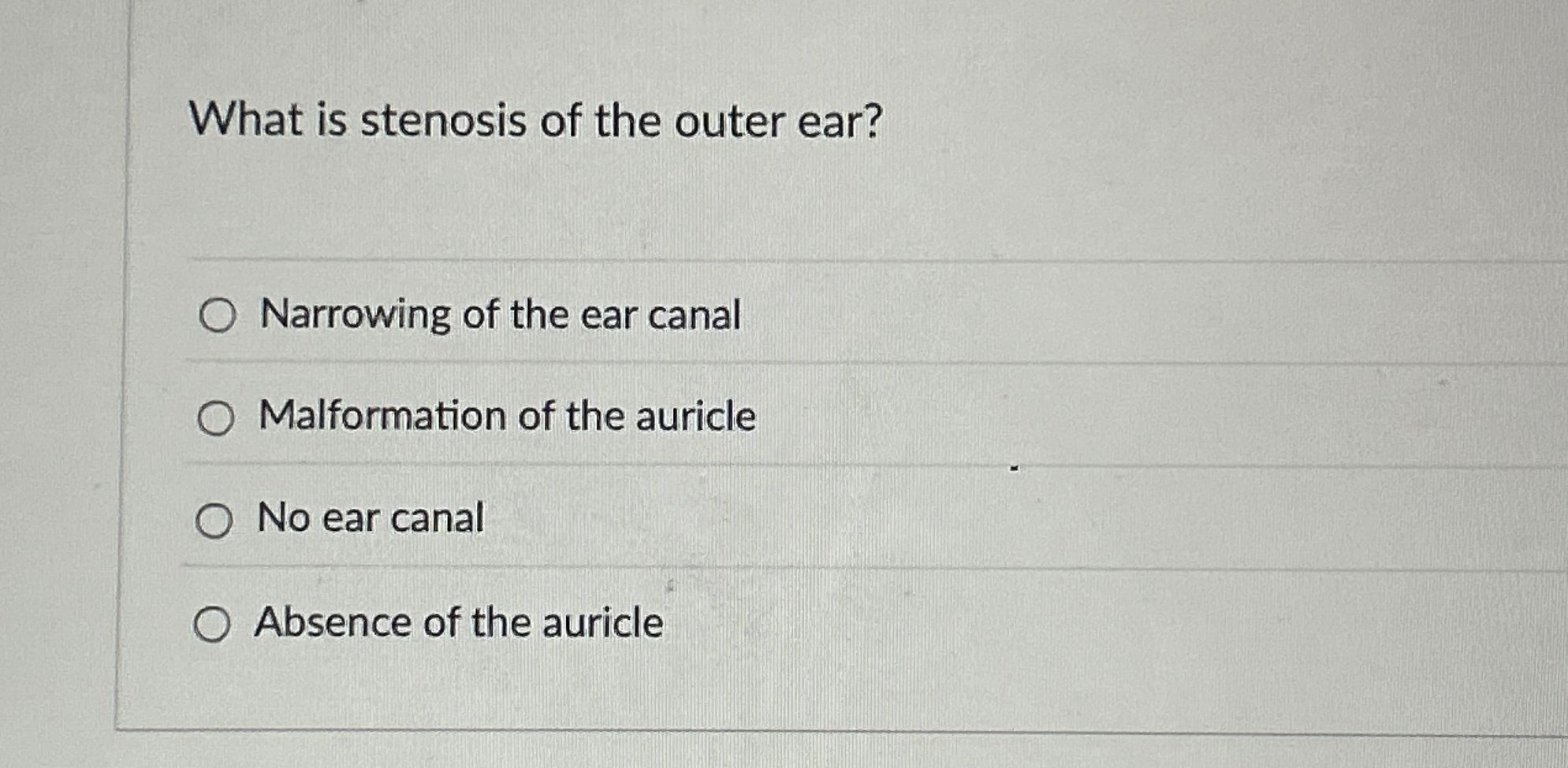 Solved What is stenosis of the outer ear?Narrowing of the | Chegg.com