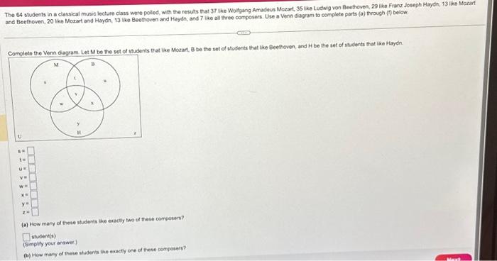 Solved The 64 students in a classical music lecture class | Chegg.com