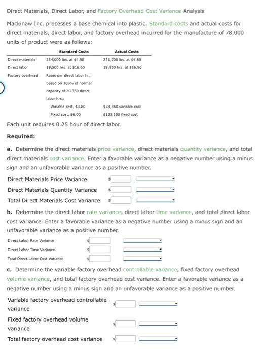 Solved Direct Materials, Direct Labor, and Factory Overhead | Chegg.com