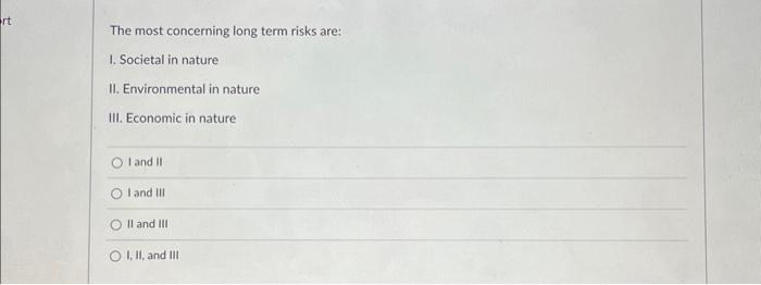 Solved I and II I and III II and III I, II, and III | Chegg.com