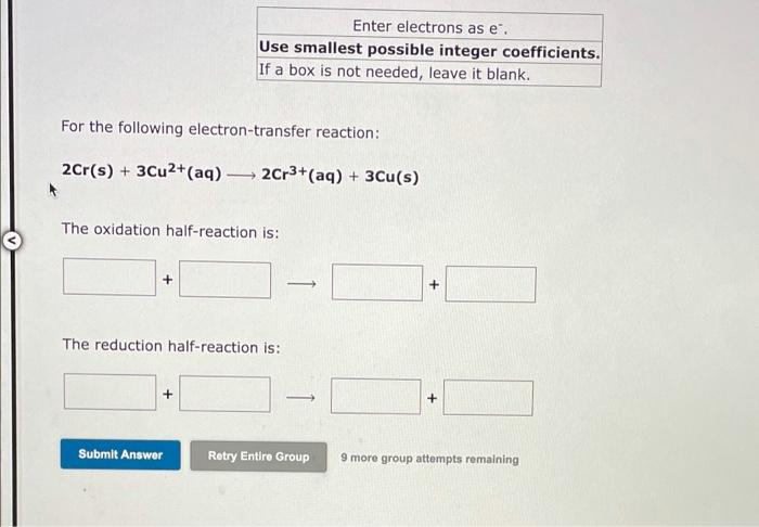 Solved Enter electrons as e. Use smallest possible integer | Chegg.com