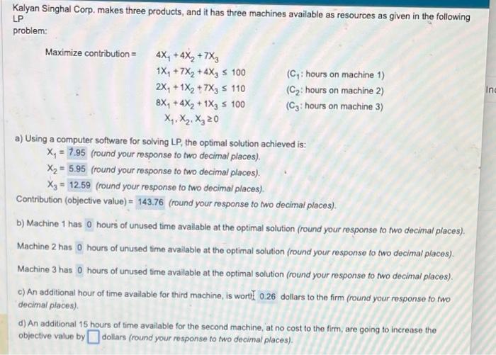 Solved Kalyan Singhal Corp. makes three products, and it has | Chegg.com
