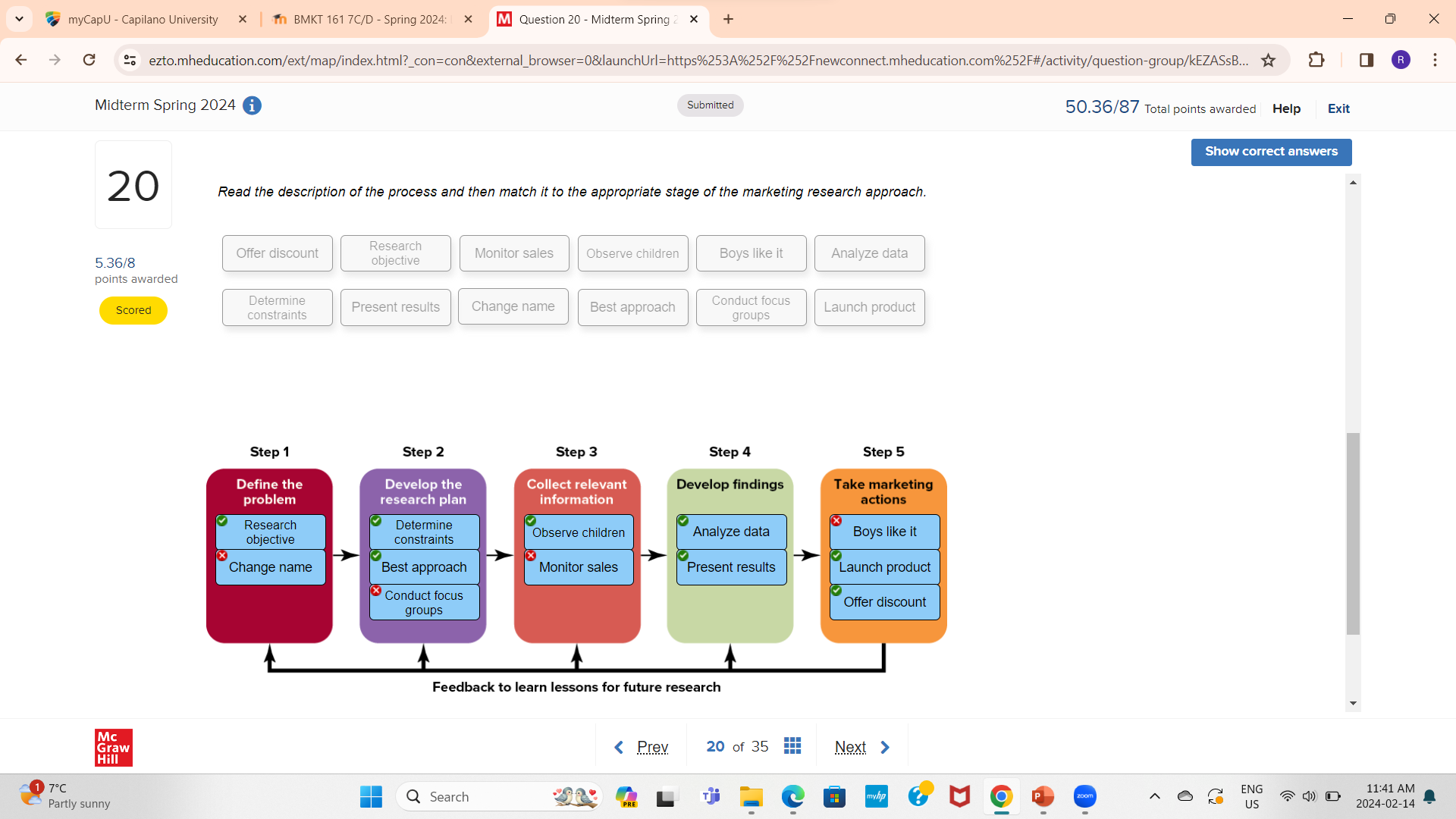 Solved Midterm Spring 2024Submitted50.36/87 ﻿Total points | Chegg.com