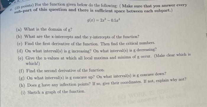 Solved a. (25 points) For the function given below do the | Chegg.com
