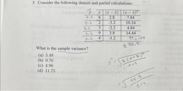 Solved 5 Consider The Following Dataset And Partial 1678