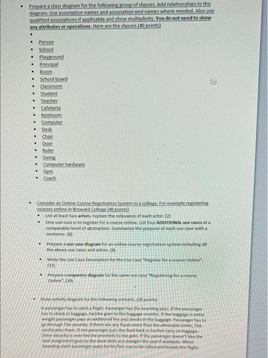 Solved Prepare a class diagram for the following group of | Chegg.com