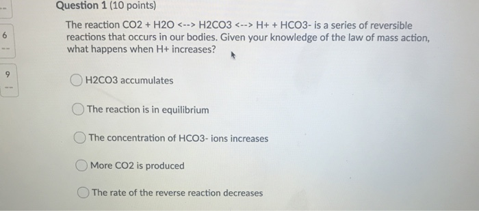 Solved Question 1 (10 points) The reaction CO2 + H2O | Chegg.com