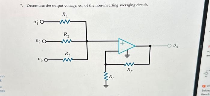 Solved 7. Determine the output voltage, vo, of the | Chegg.com