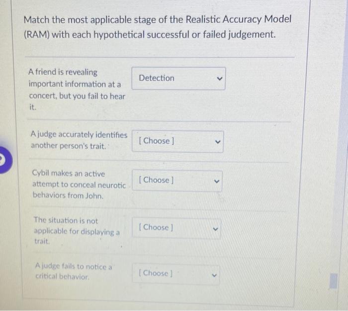 Solved Match the most applicable stage of the Realistic | Chegg.com