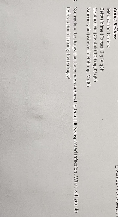 Solved Chart ReviewMedication Orders:Ceftazidime (Fortaz) 2 | Chegg.com